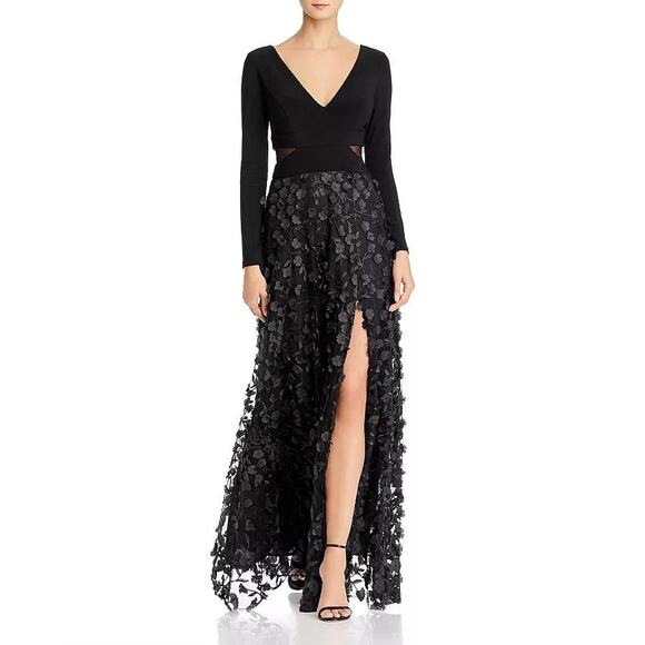 Xscape | Dresses | Nwt Xscape Womens Maxi Dress Gown Black V Neck ...